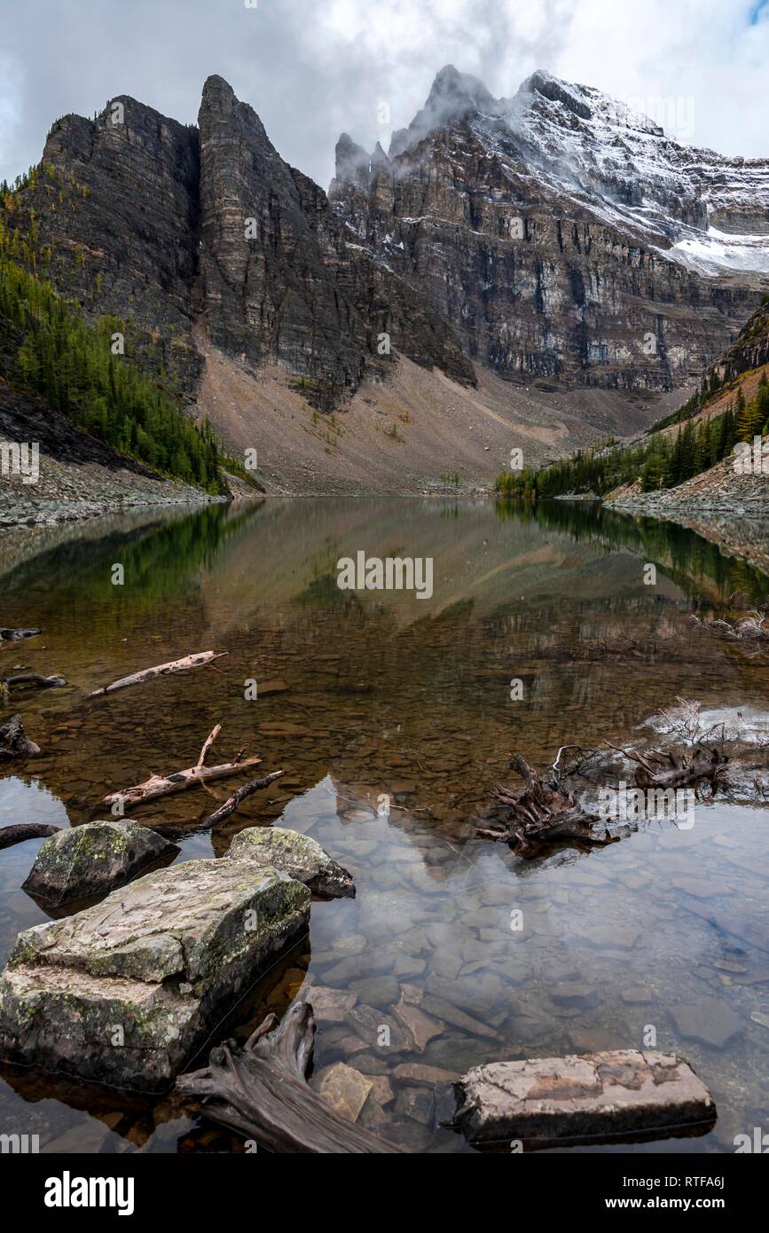 Mountain Lake and Devils Thumb, Lake Agnes, near Lake Louise, Banff ...