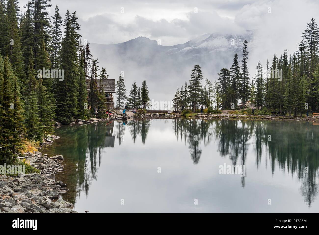 Lake Agnes, and Lake Agnes Teahouse, near Lake Louise, Banff National ...