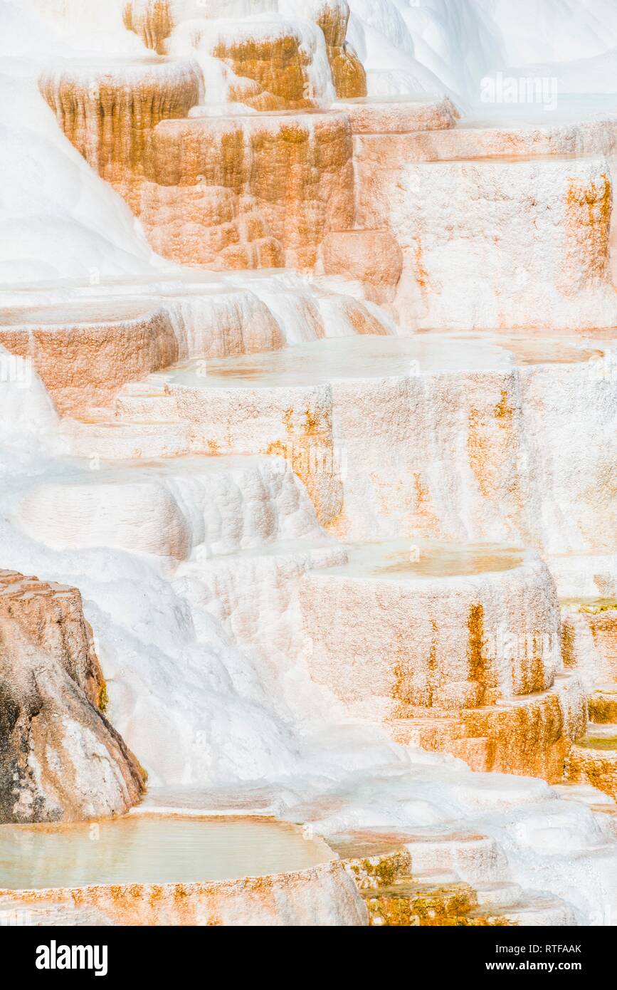 Sinter terraces with calcareous tuff deposits, hot springs, colorful ...