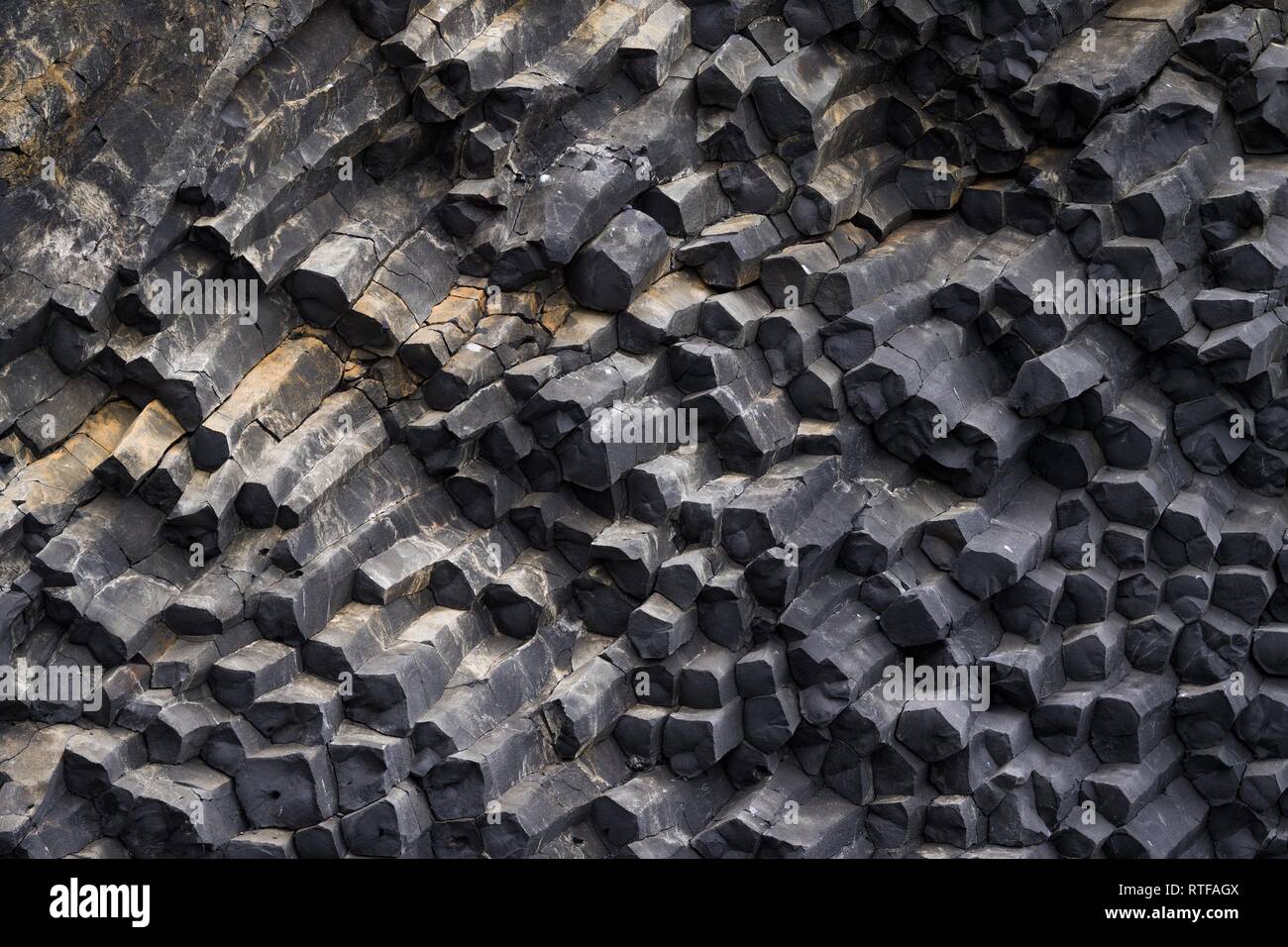 Basalt columns of lava rock, basalt lava, Reynisfjara, near Vík í Mýrdal, south coast, Iceland ...