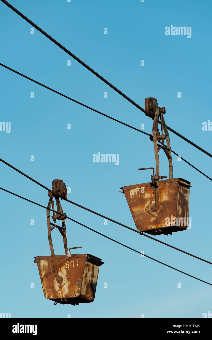 Historic coal cable car, landmark, former coal mine, Longyearbyen ...