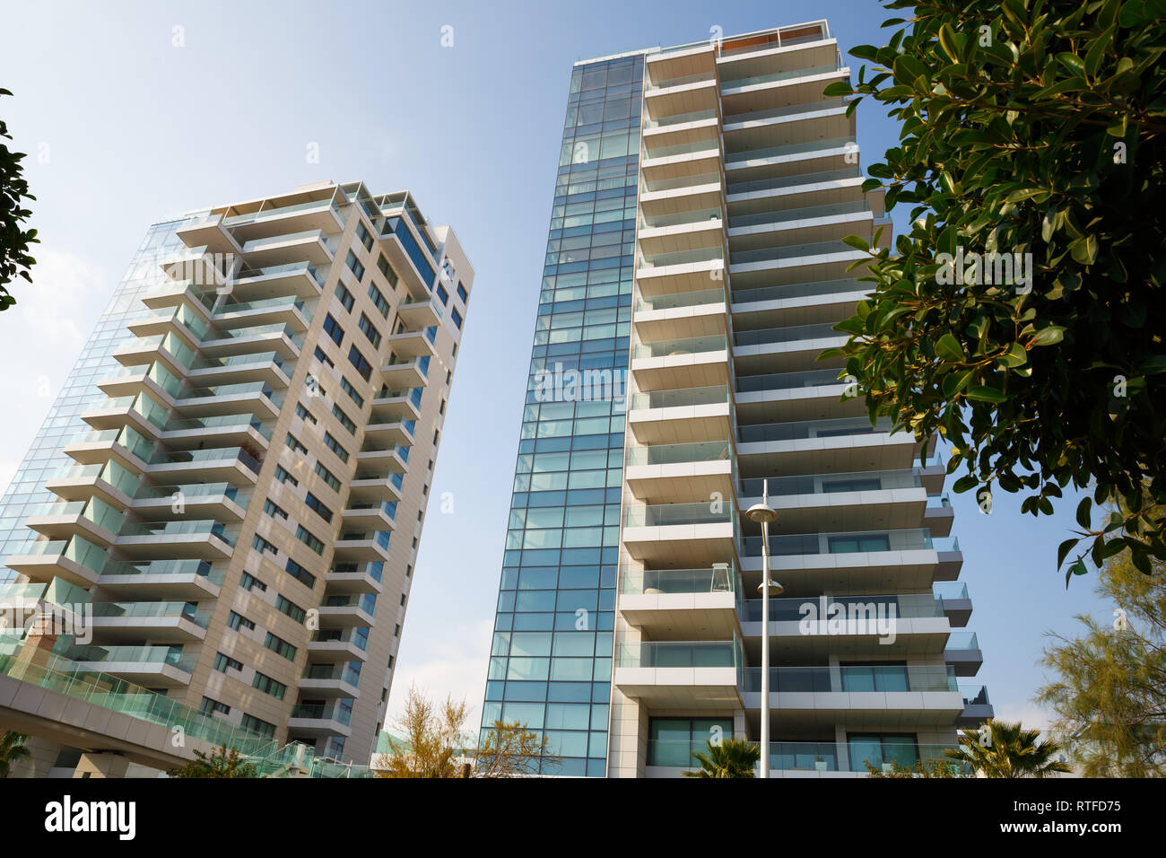 Two new modern high buildings in Limassol, Cyprus Stock Photo - Alamy