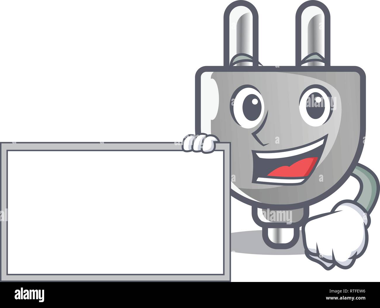 With board power plug stuck the cartoon wall Stock Vector Image & Art ...