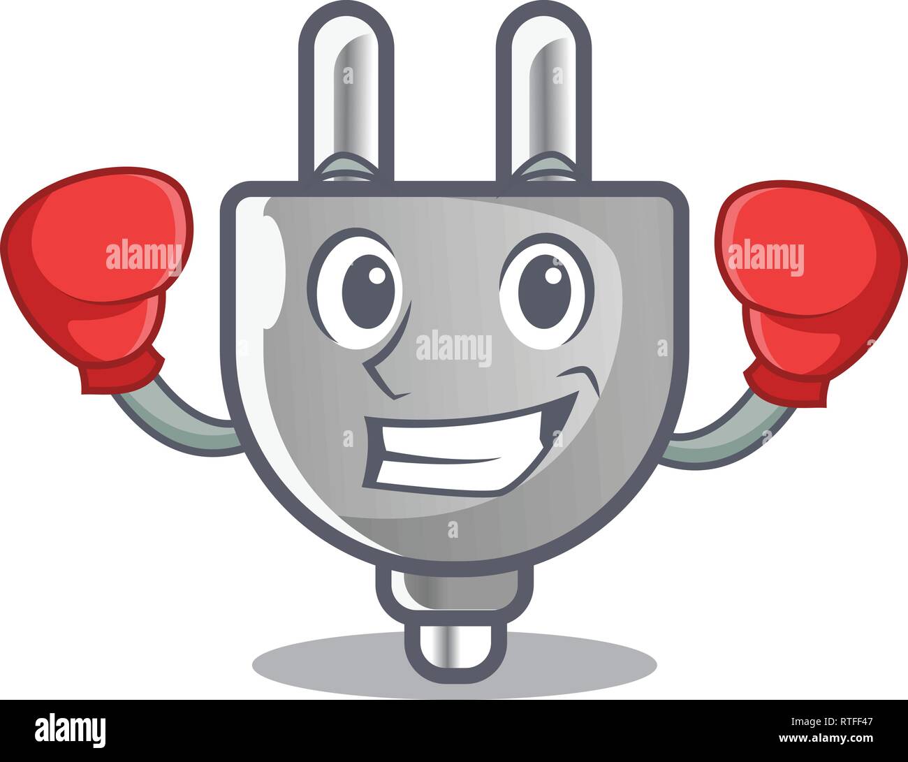 Boxing power plug stuck the cartoon wall Stock Vector Image & Art - Alamy