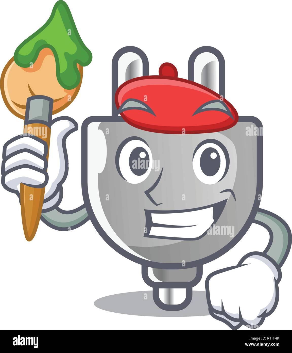 Artist power plug stuck the cartoon wall Stock Vector Image & Art - Alamy
