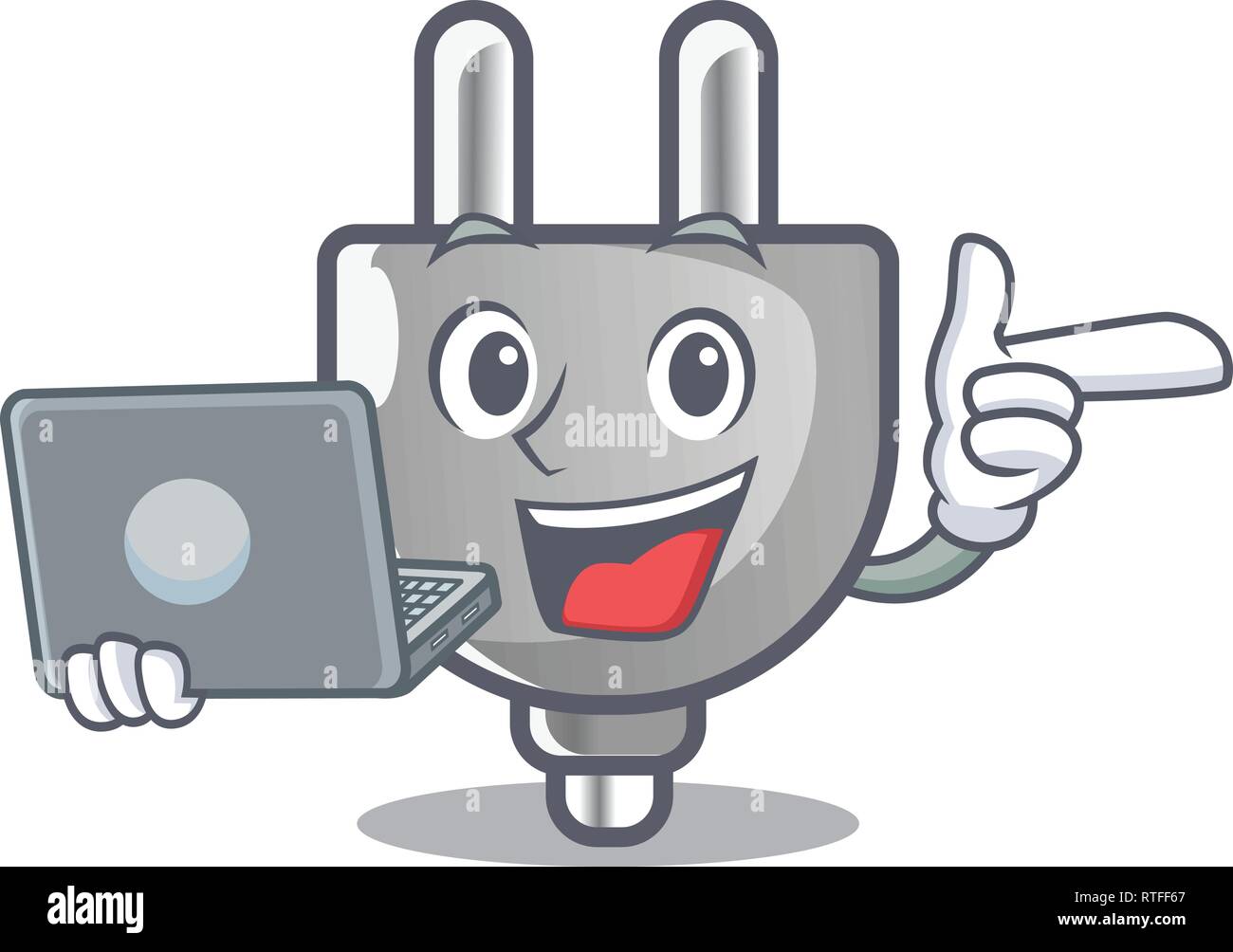 With laptop power plug stuck the cartoon wall Stock Vector Image & Art ...