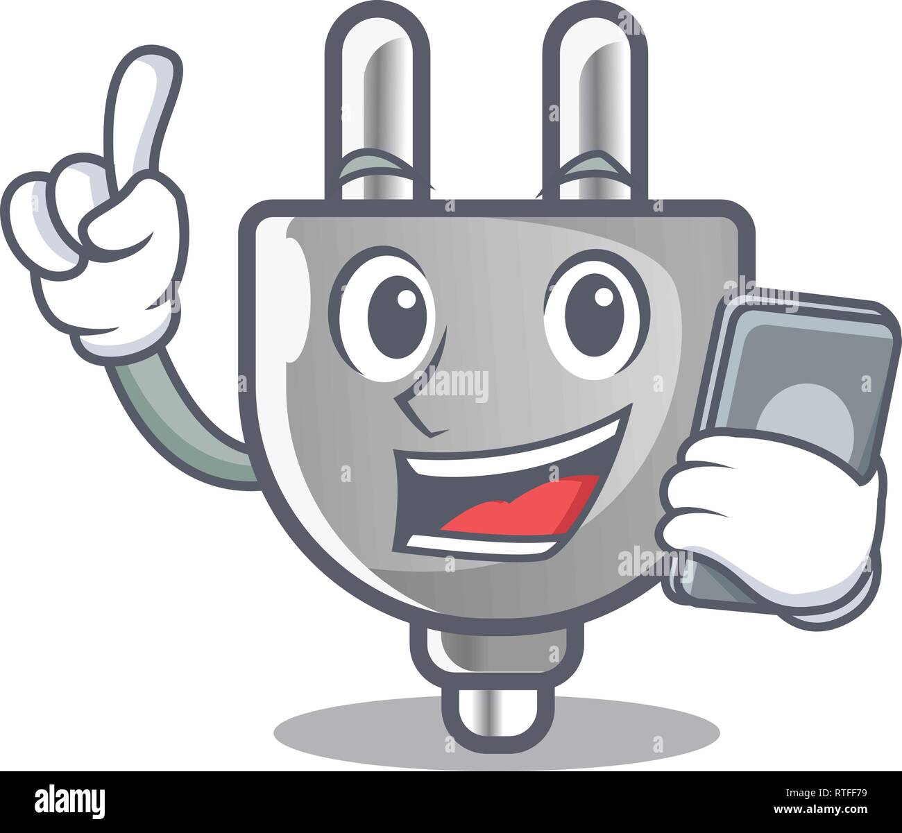 With phone power plug stuck the cartoon wall Stock Vector Image & Art ...