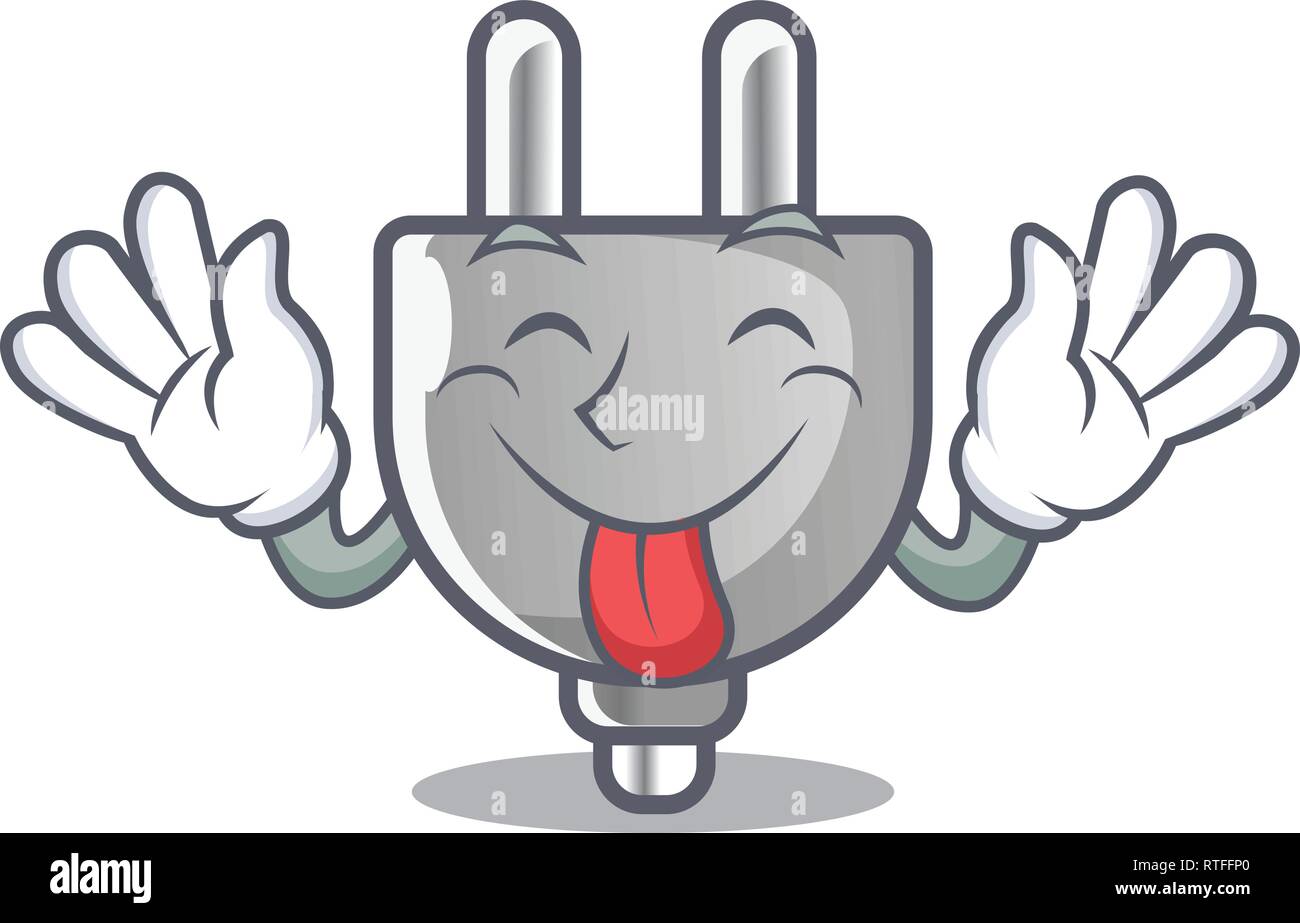 Tongue out miniature electric plug the shape cartoon Stock Vector Image ...