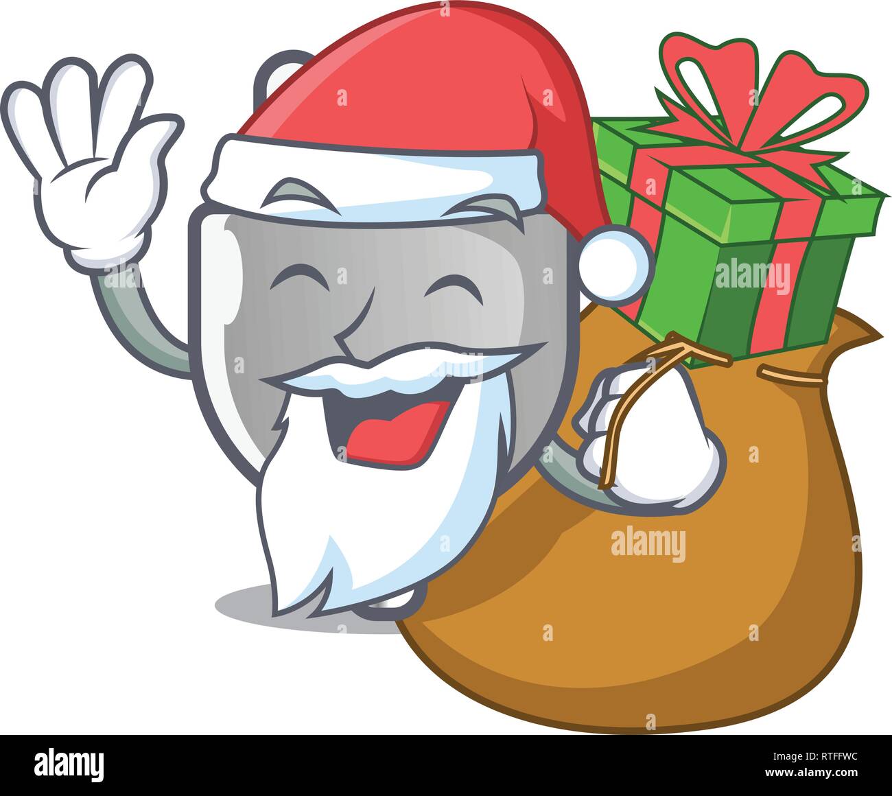 Santa with gift miniature electric plug the shape cartoon Stock Vector ...