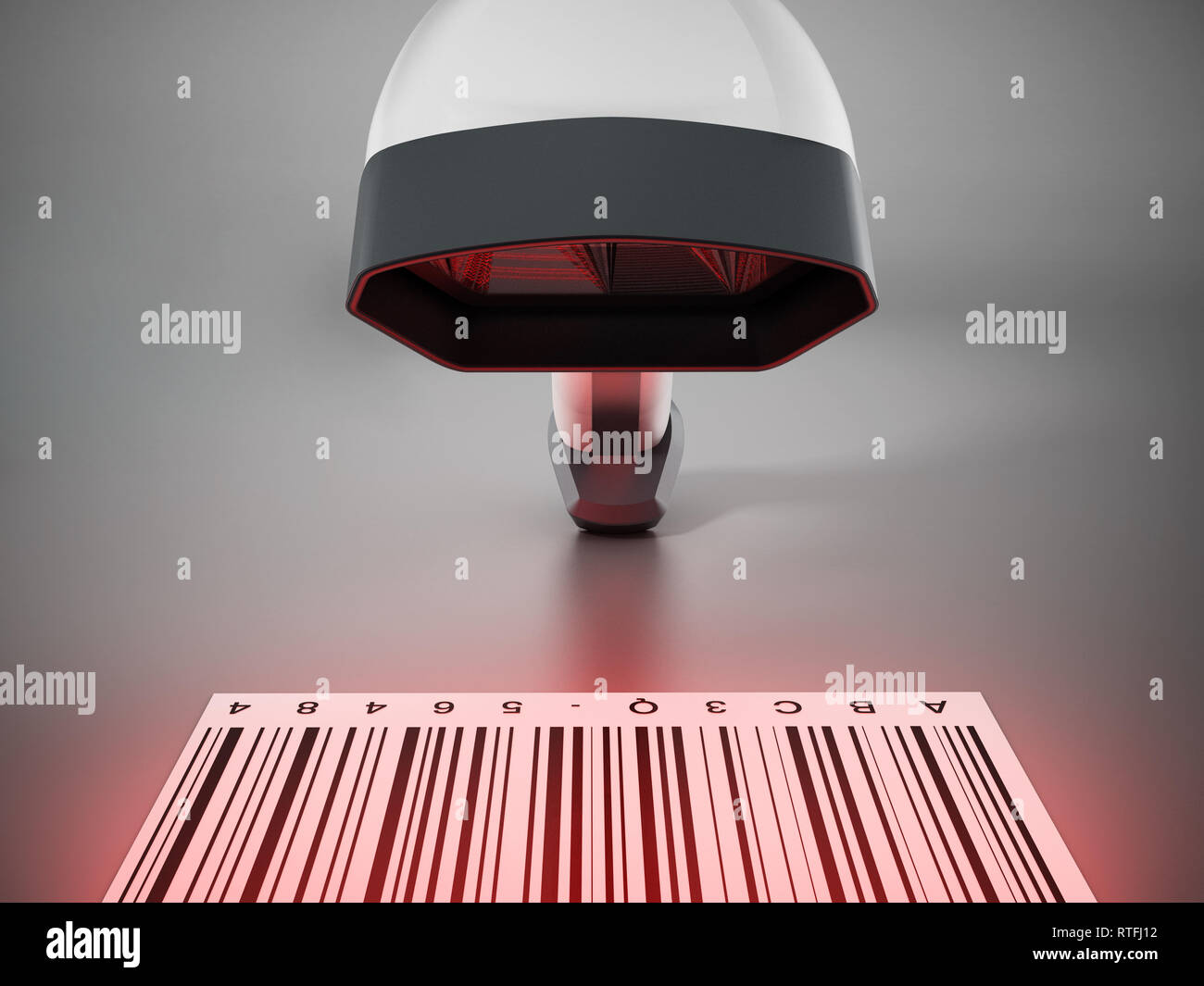 Generic barcode scanner scanning a barcode. 3D illustration Stock Photo ...