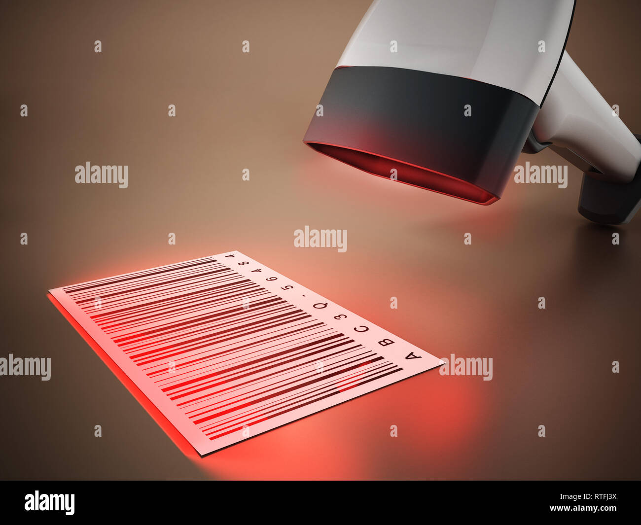 Generic barcode scanner scanning a barcode. 3D illustration Stock Photo ...