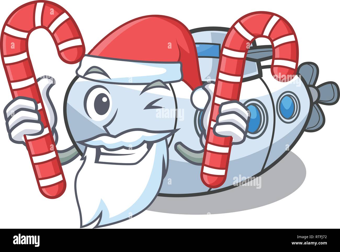 Santa with candy diving submarine in the mascot sea Stock Vector Image ...