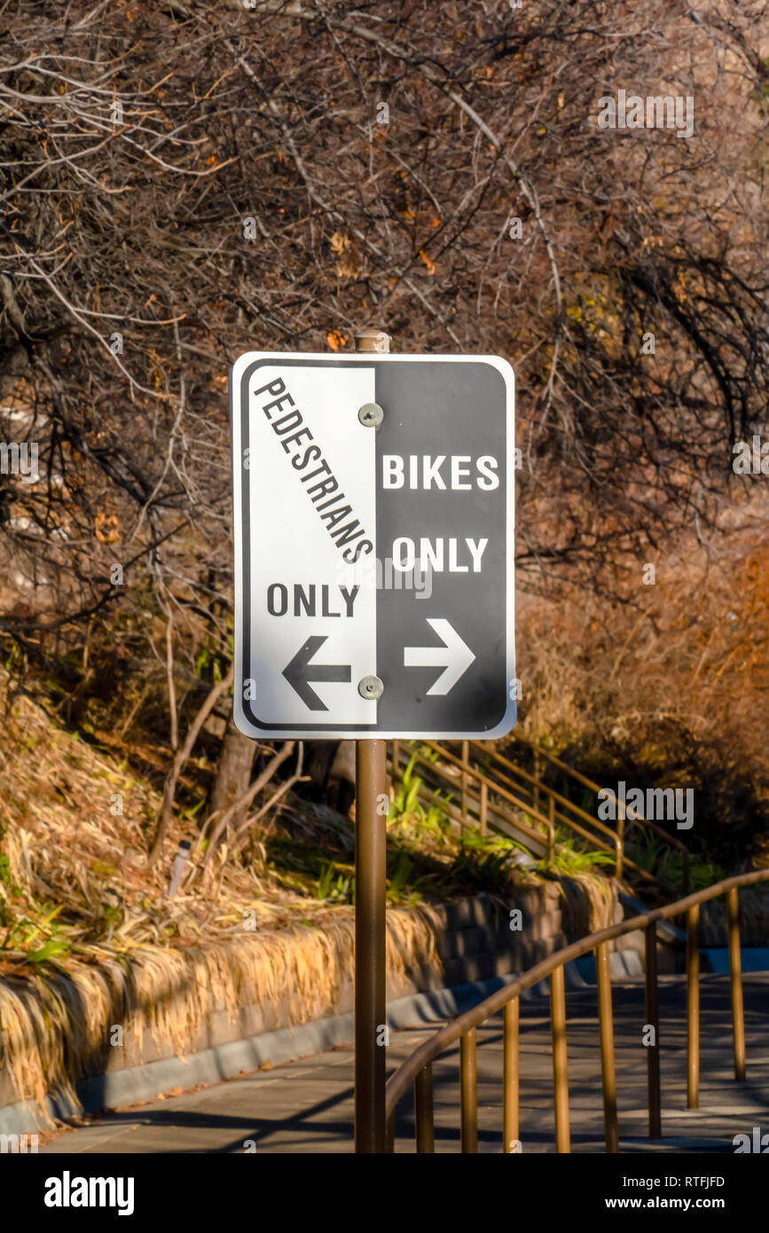 Pedestrians Only and Bikes Only road sign in Provo. Pedestrians Only ...