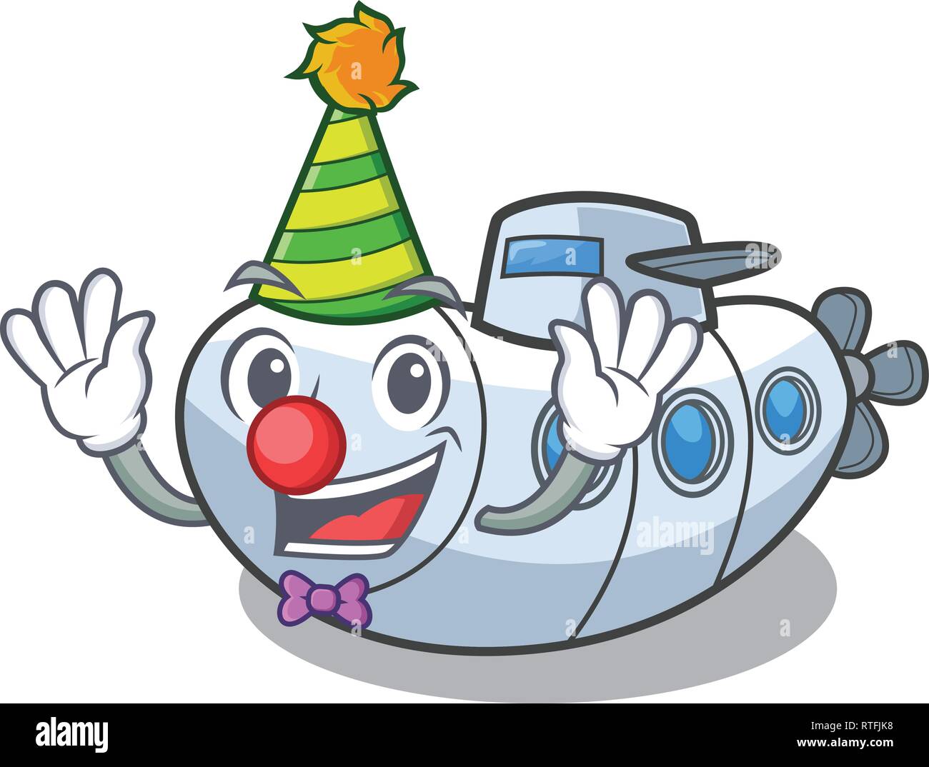 Clown diving submarine in the mascot sea Stock Vector Image & Art - Alamy