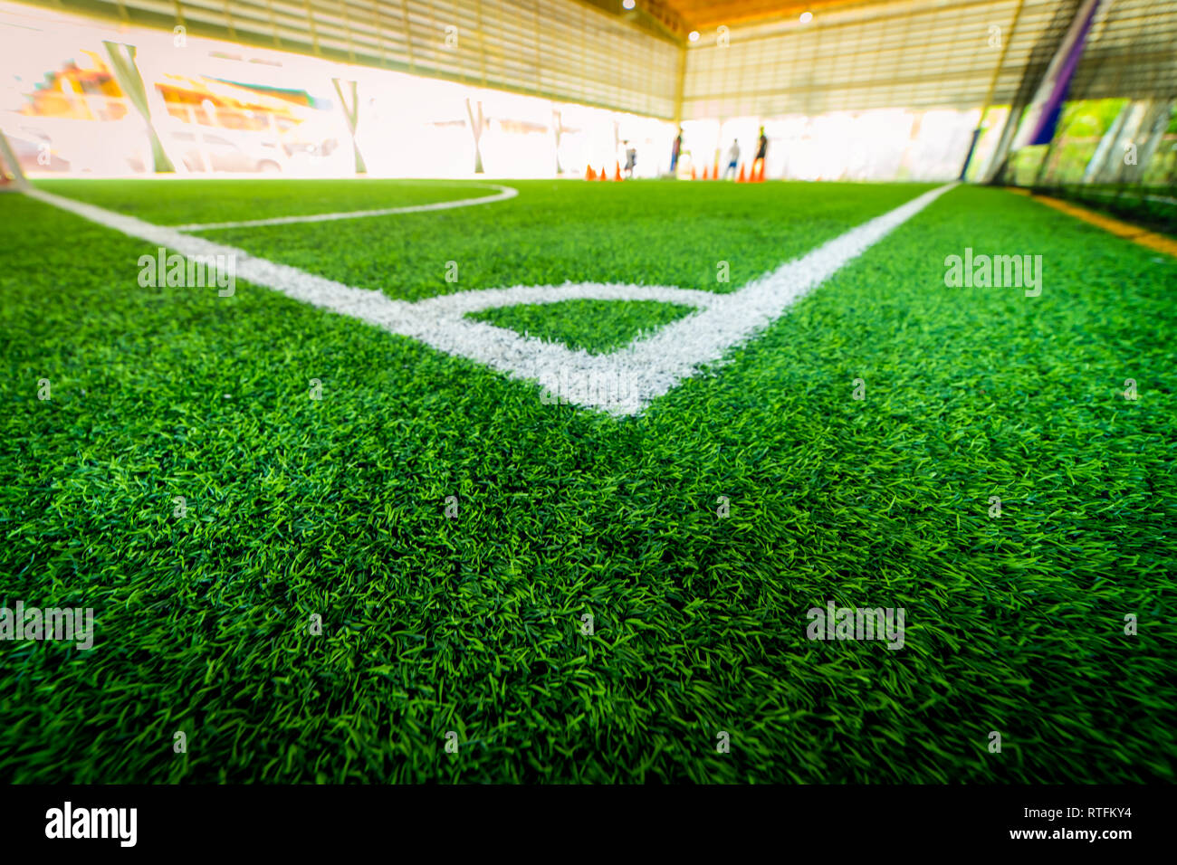 Corner Line of an indoor football soccer training field Stock Photo - Alamy