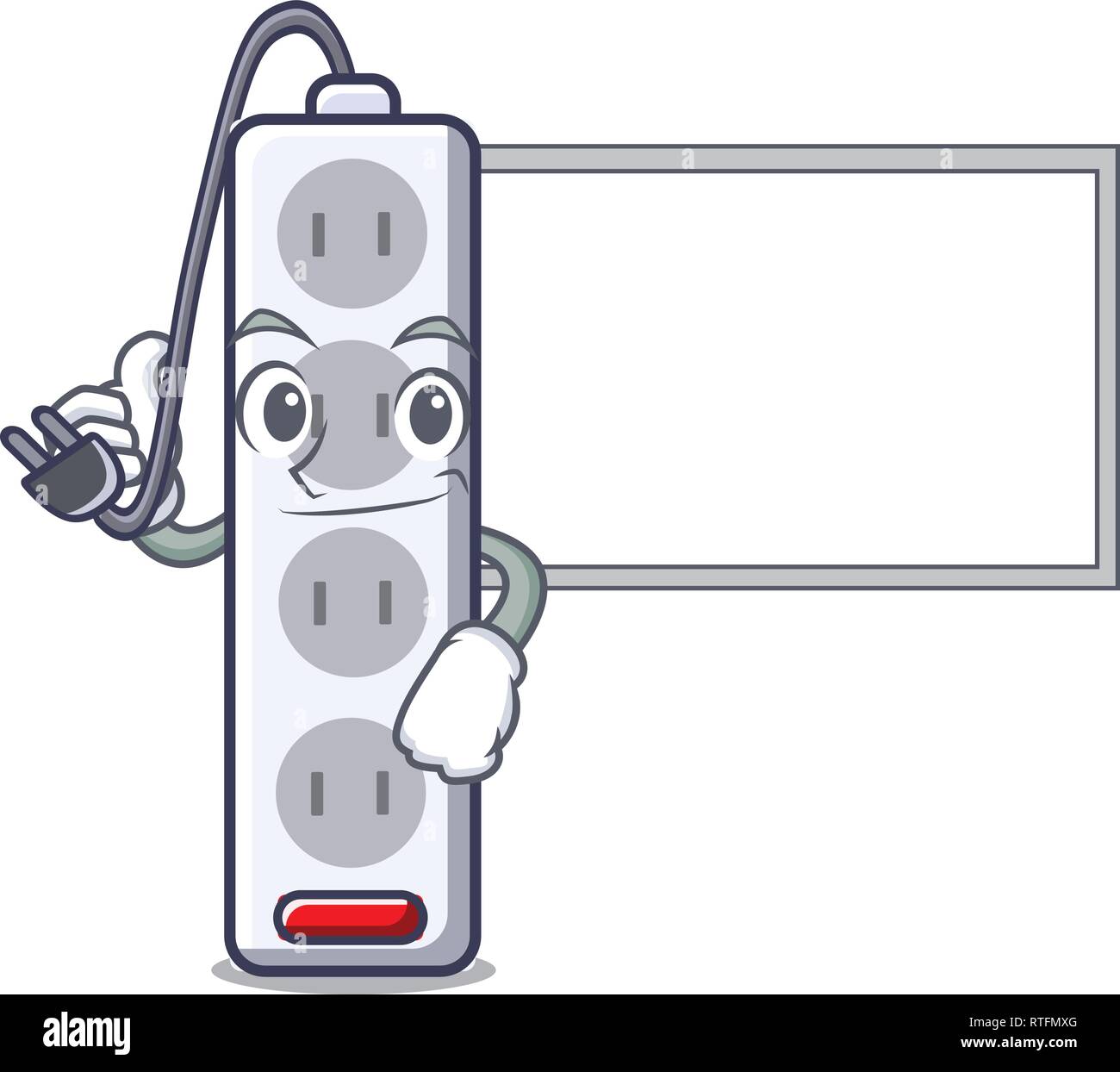 Thumbs up with board power strip in the character shape Stock Vector ...