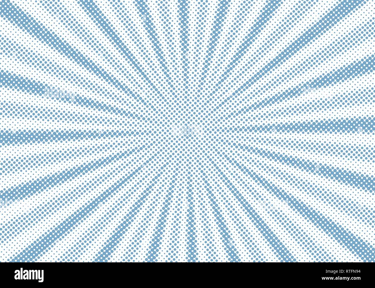 Retro blue sunburst and rays comic cartoon halftone style background ...