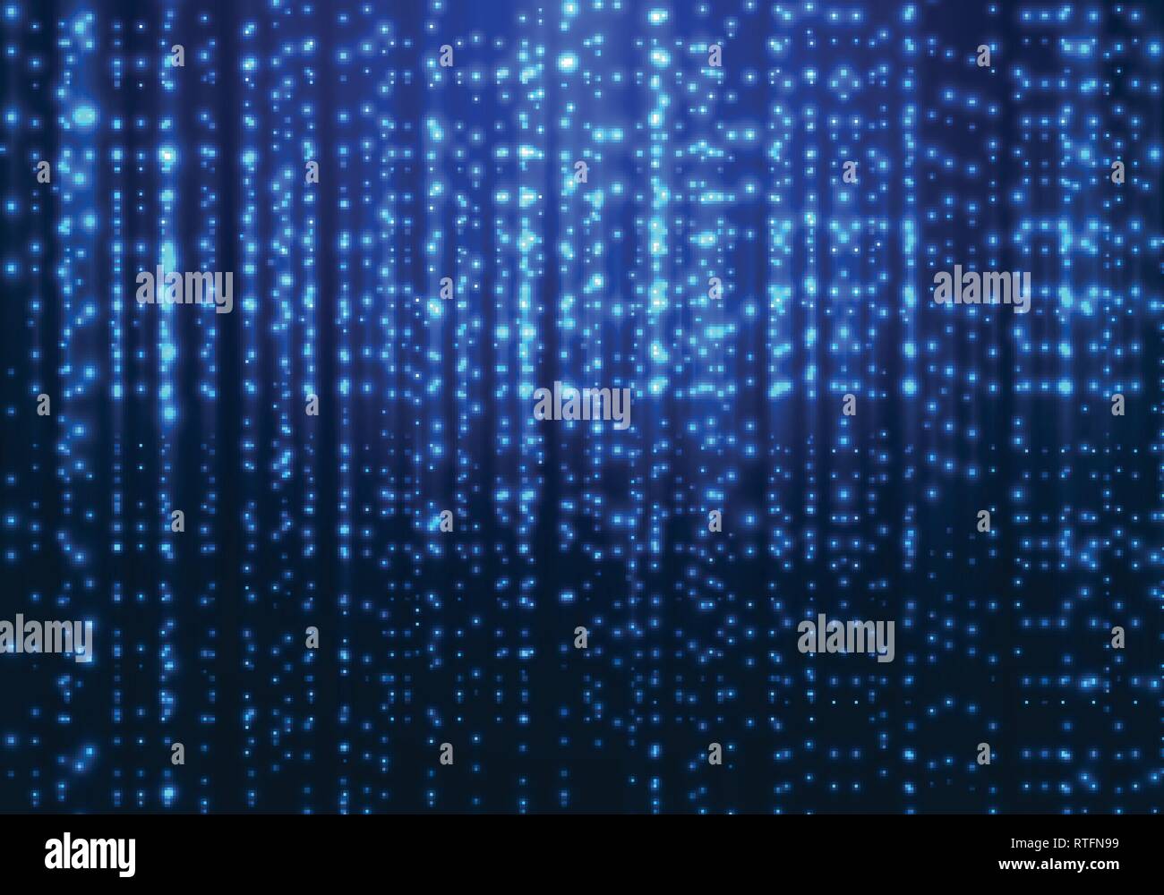 Abstract matrix technology blue magic sparkling glitter particles lines ...