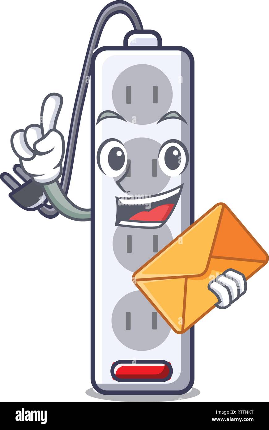 With envelope power strip attaches the cartoon table Stock Vector Image ...