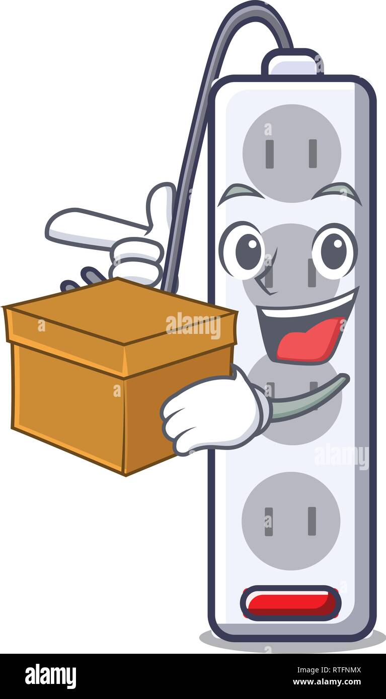 With box power strip attaches the cartoon table Stock Vector Image ...