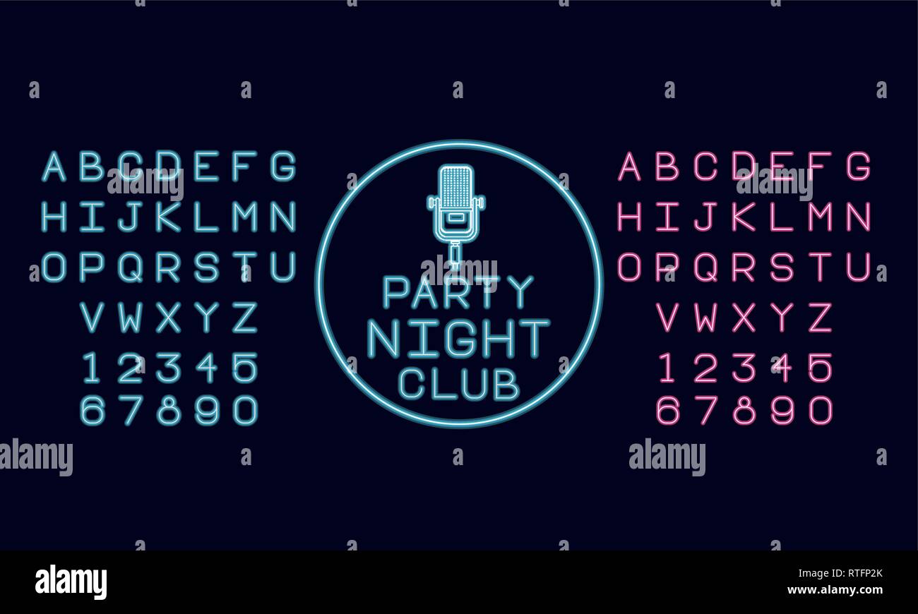 Neon lights alphabet font Stock Vector Image & Art - Alamy