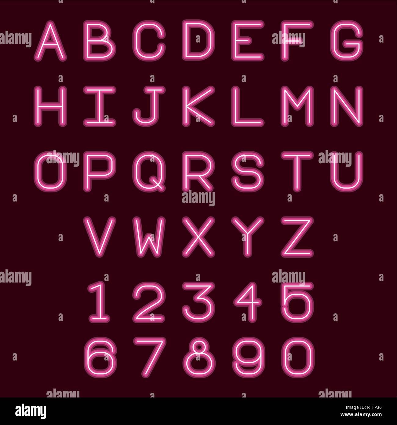 Neon lights alphabet font Stock Vector Image & Art - Alamy