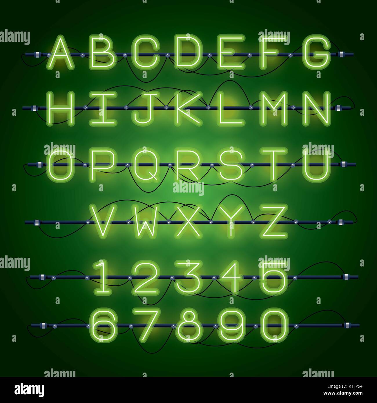 Neon lights alphabet font Stock Vector Image & Art - Alamy