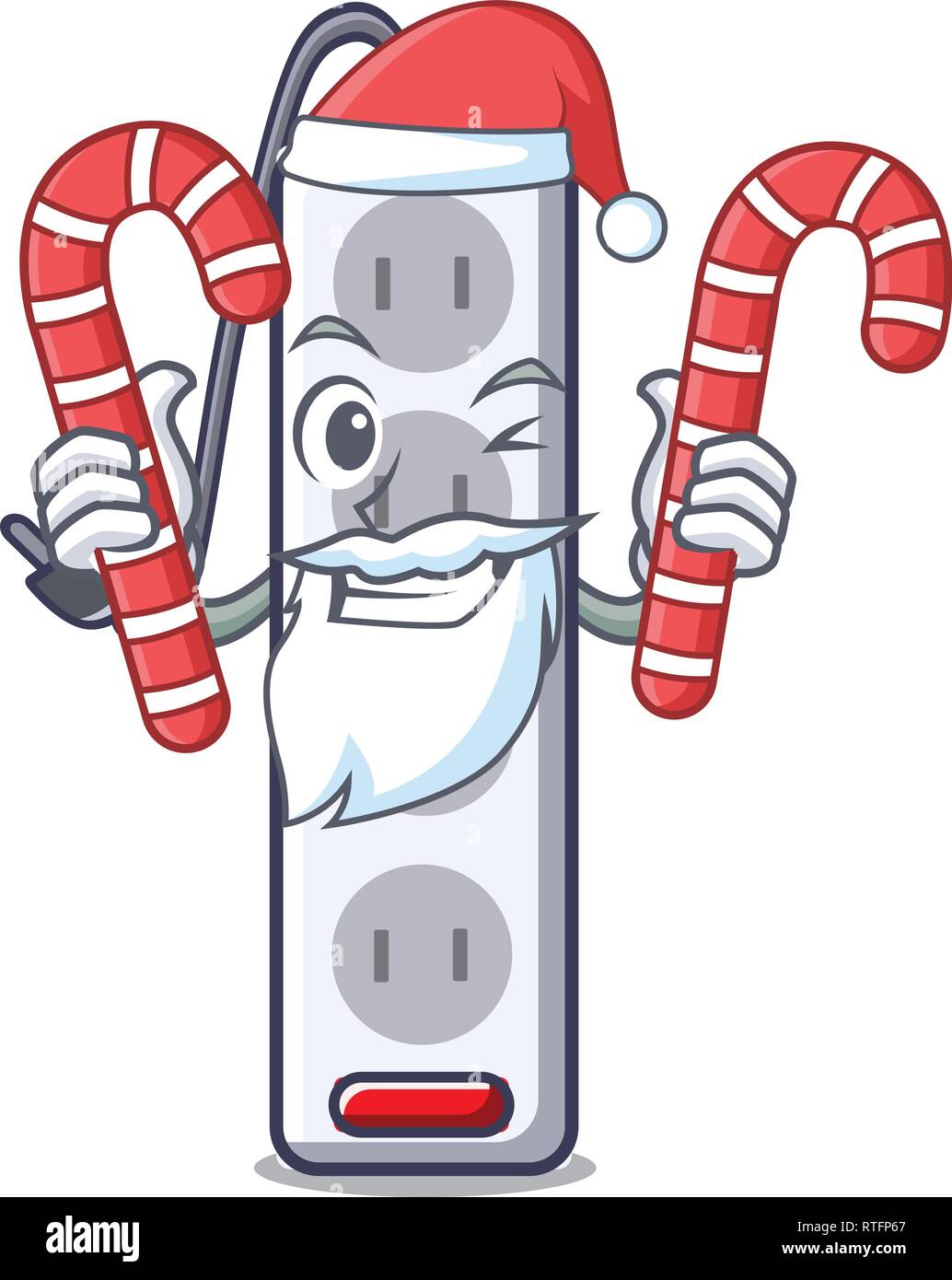 Santa with candy isolated power strip with the mascot Stock Vector ...