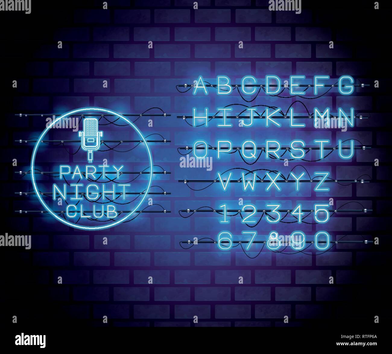 Neon lights alphabet font Stock Vector Image & Art - Alamy