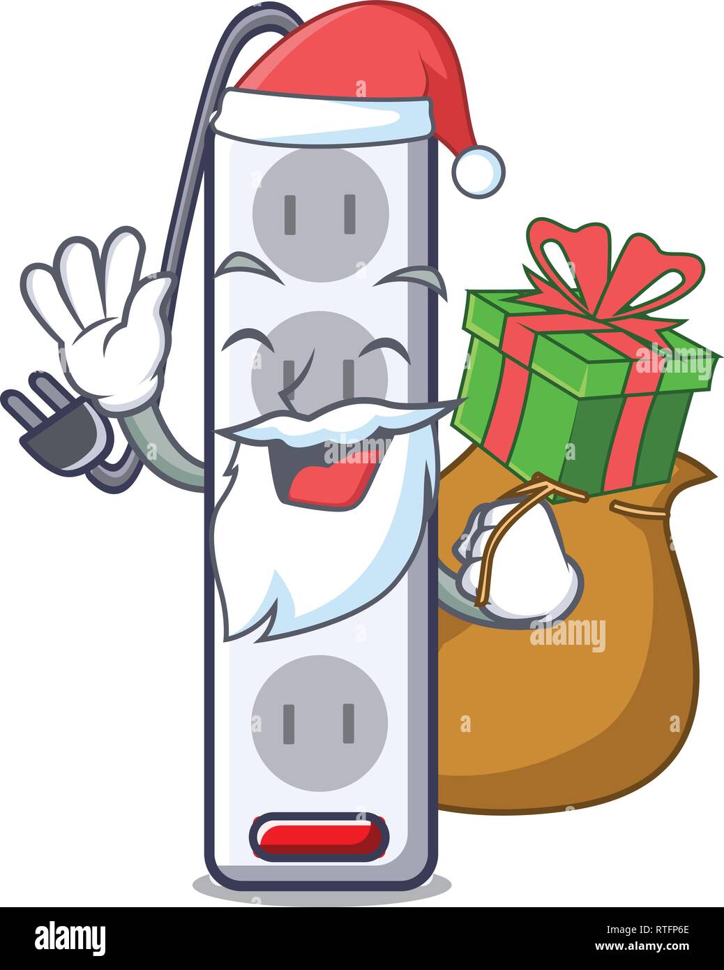 Santa with gift isolated power strip with the mascot Stock Vector Image ...