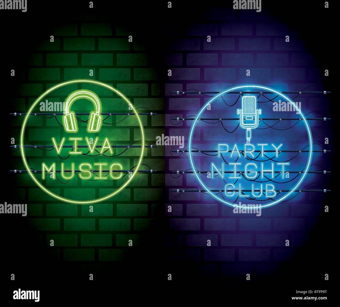 Disco party neon lights Stock Vector Image & Art - Alamy
