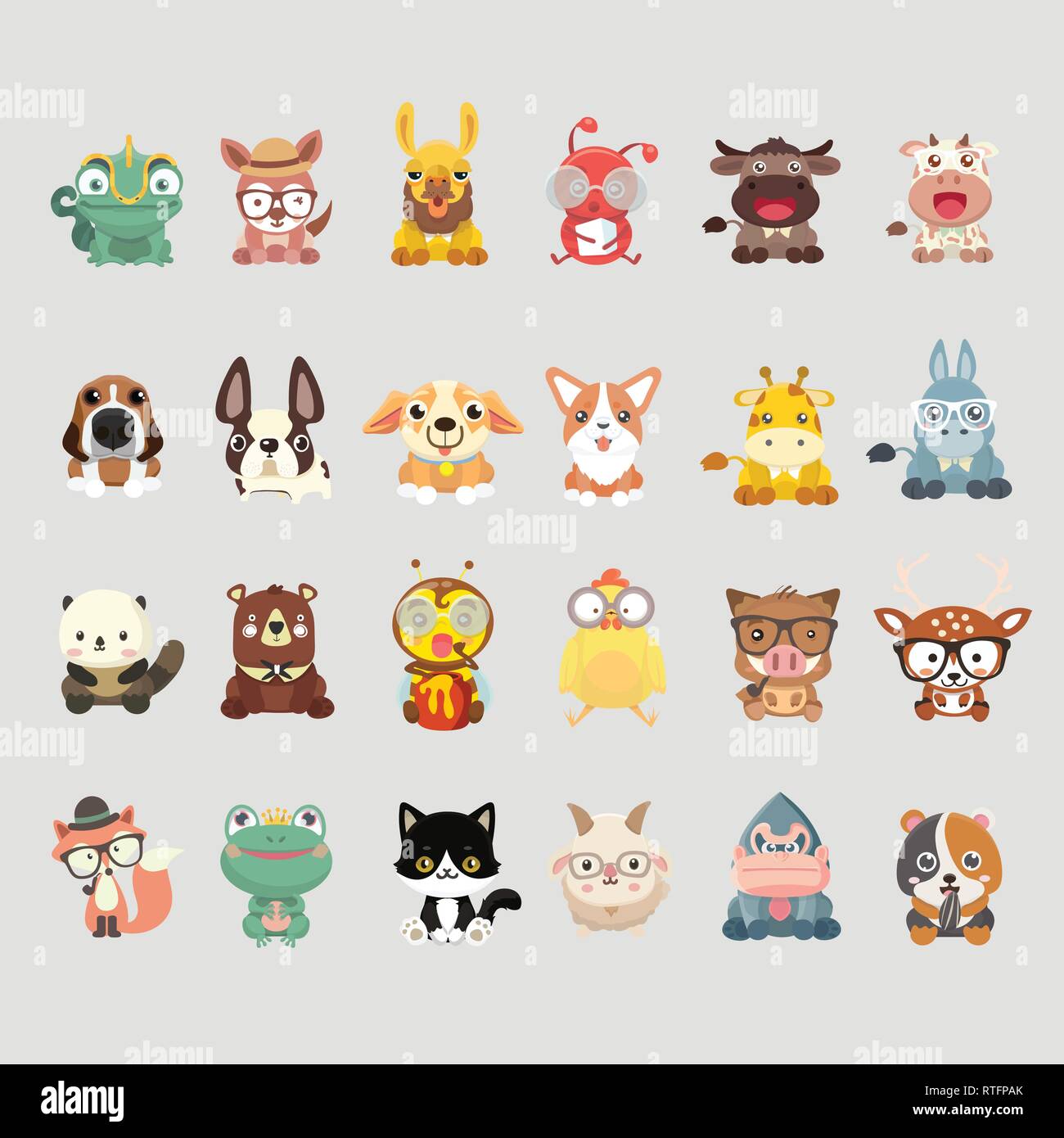 Cute animal collection Stock Vector Image & Art - Alamy