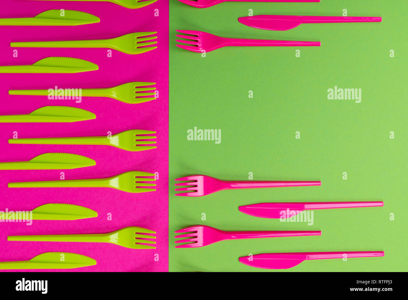 Colorful set of plastic table ware isolated on background Stock Photo ...