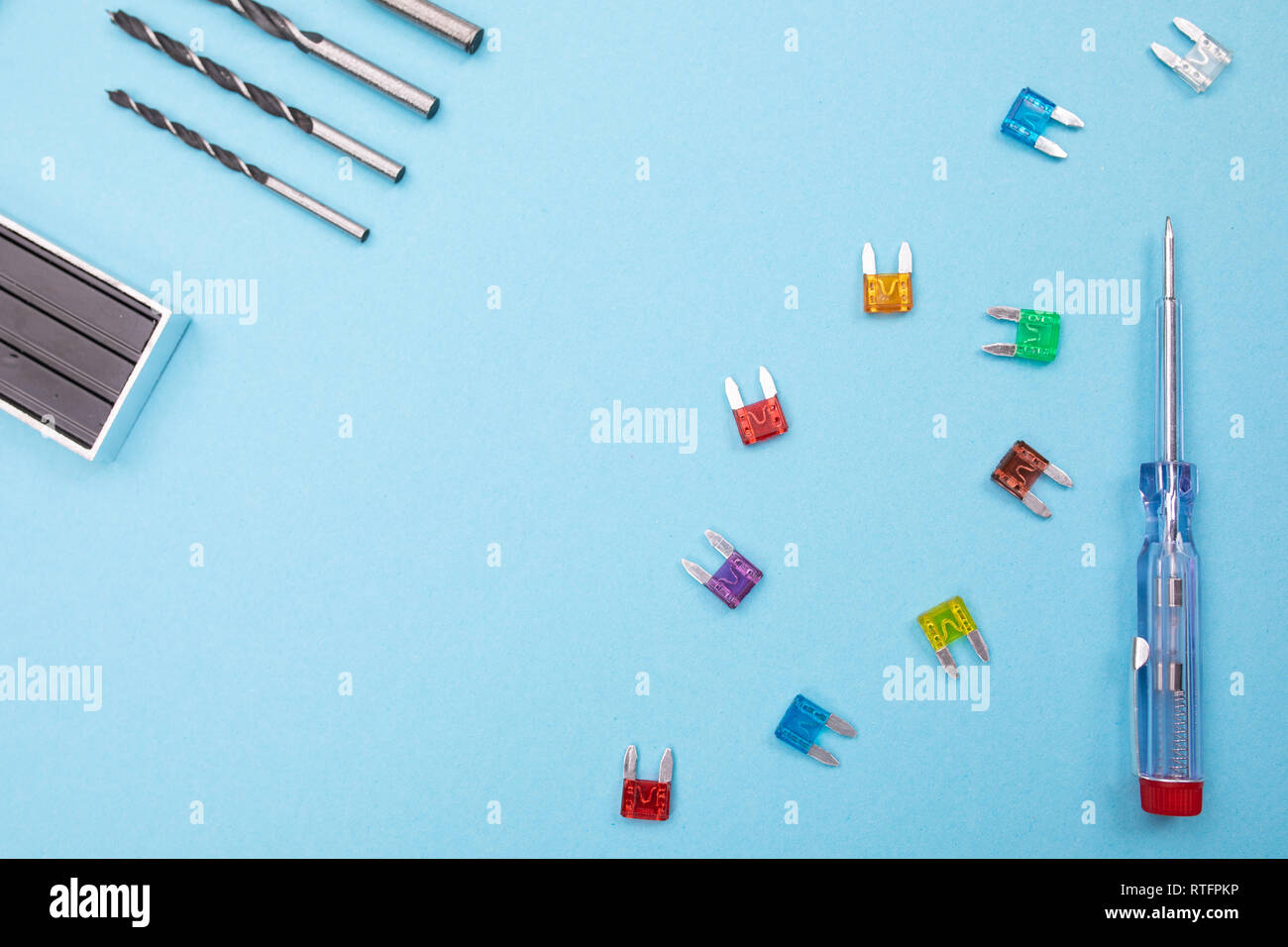 Set of electrical tool on colorful background Stock Photo - Alamy