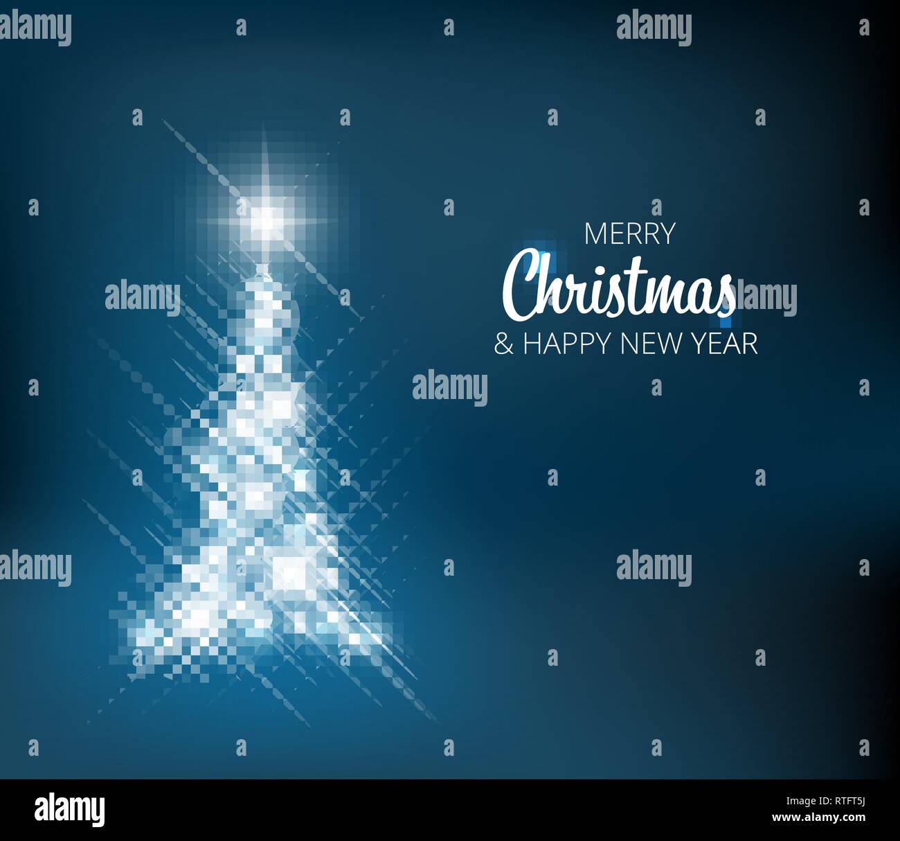 Christmas card template with Christmas tree made of light and sparkles ...