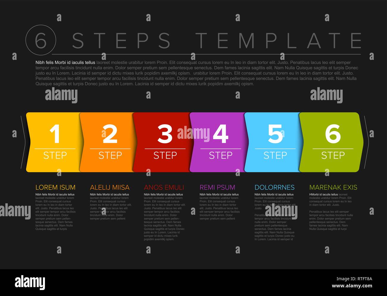 One two three four five six - vector progress steps template with ...