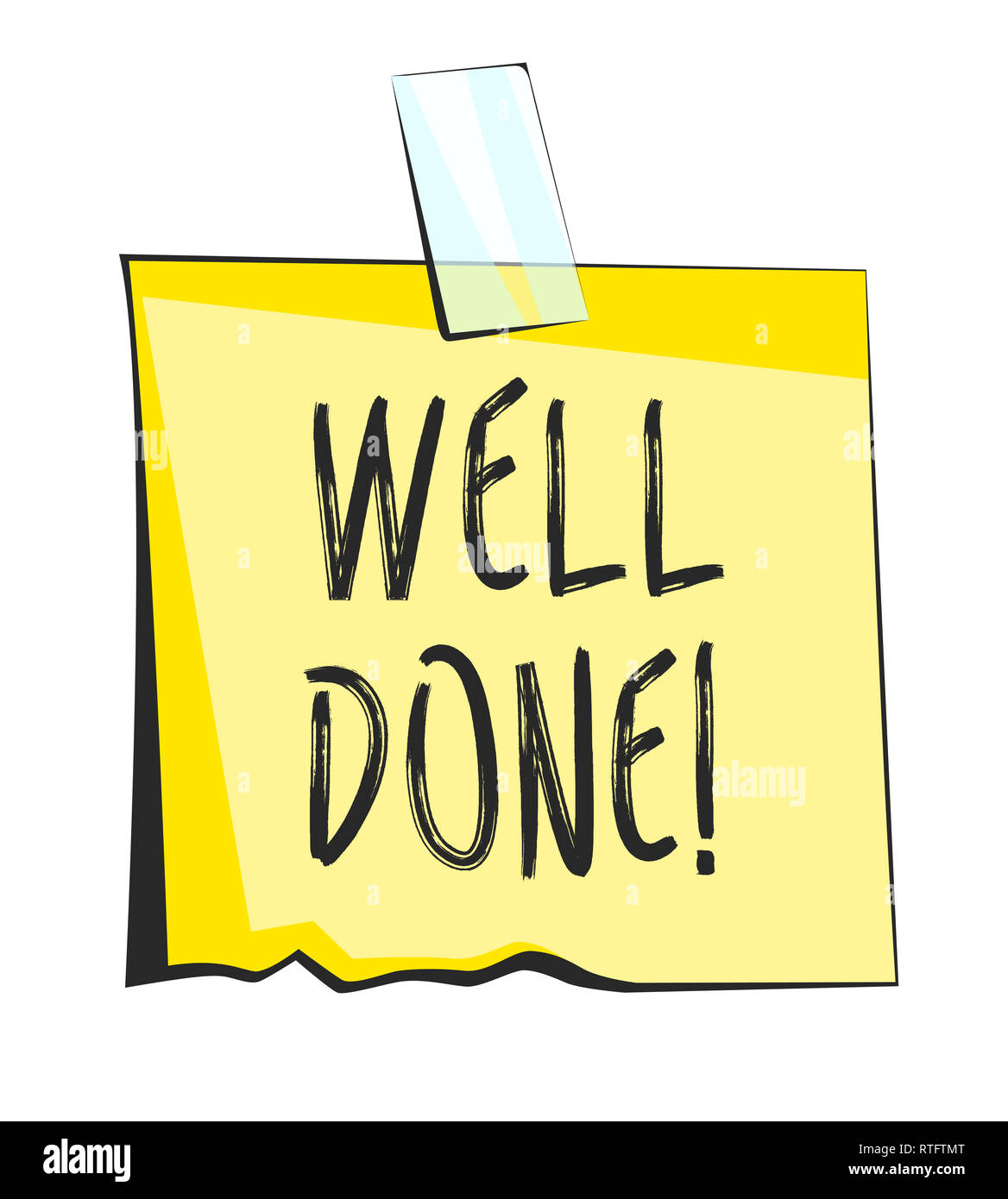 Well done paper sticky note. Retro reminder sticker Stock Photo - Alamy