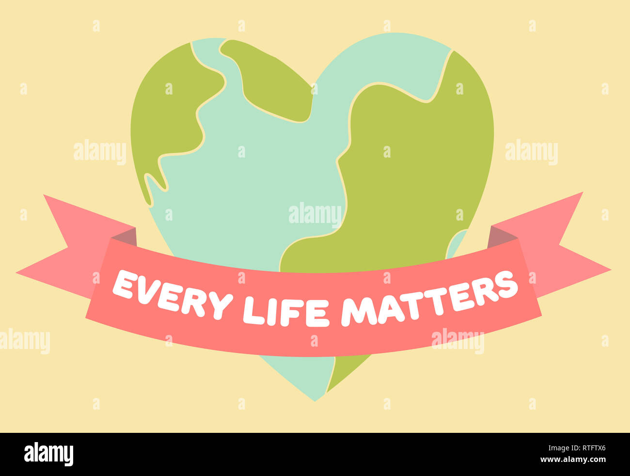 Every life matters poster. Heart shape with ribbon. Pastel colors ...