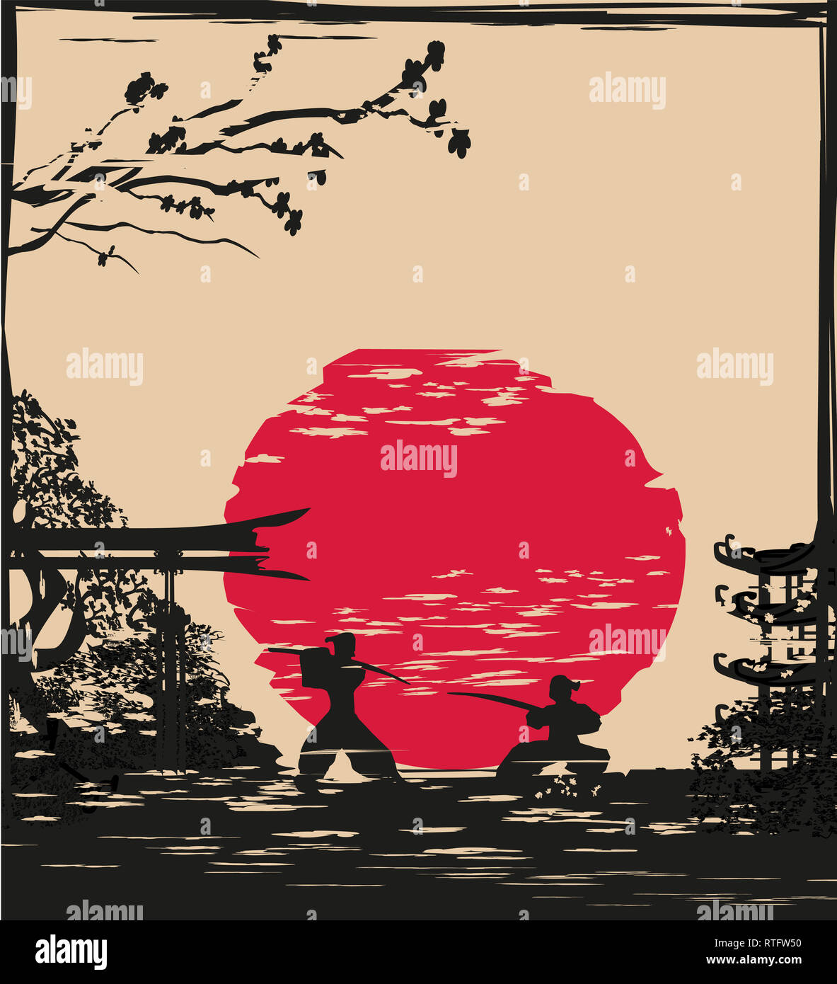 Japanese Samurai fighter card Stock Photo - Alamy