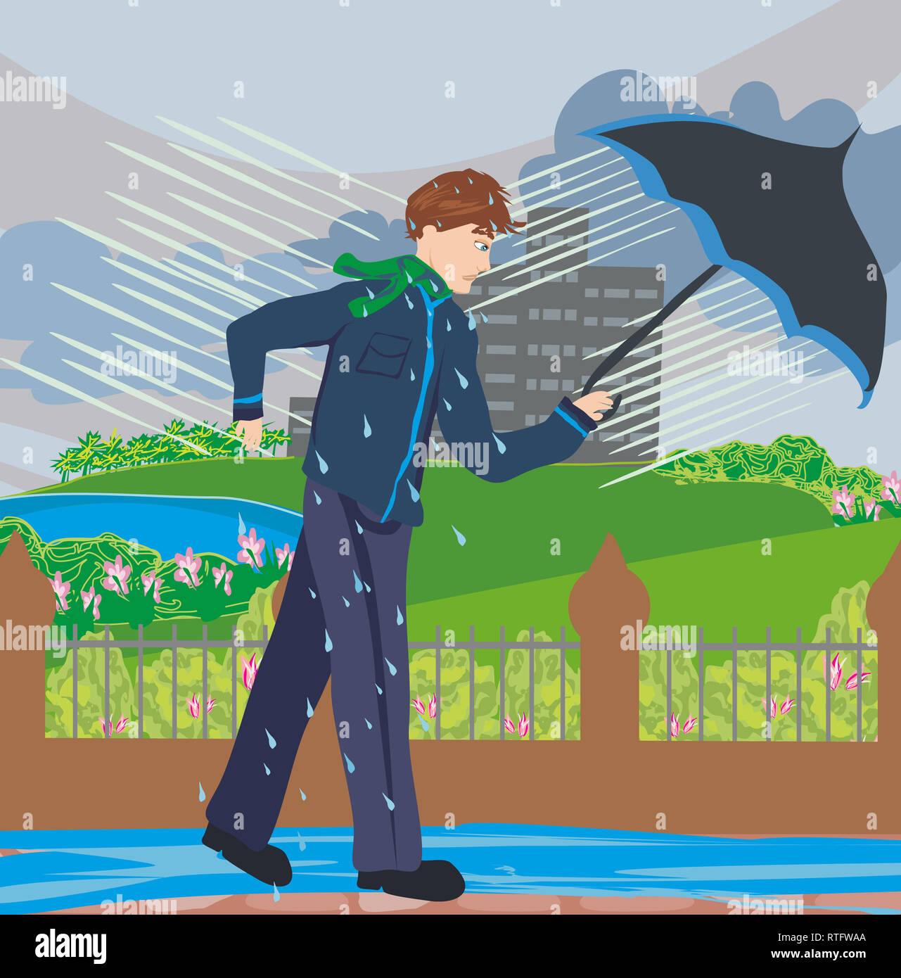 walk in a windy day Stock Photo - Alamy