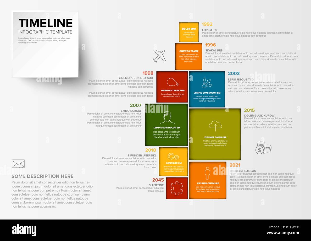 Vector Minimalist colorful vertical timeline Infographic template with ...