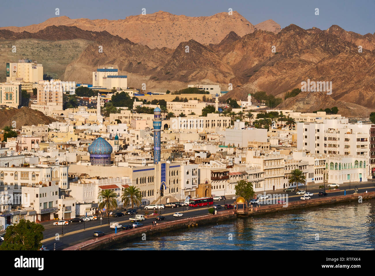 Sultanate of Oman, Muscat, the corniche of Muttrah, the old town of ...