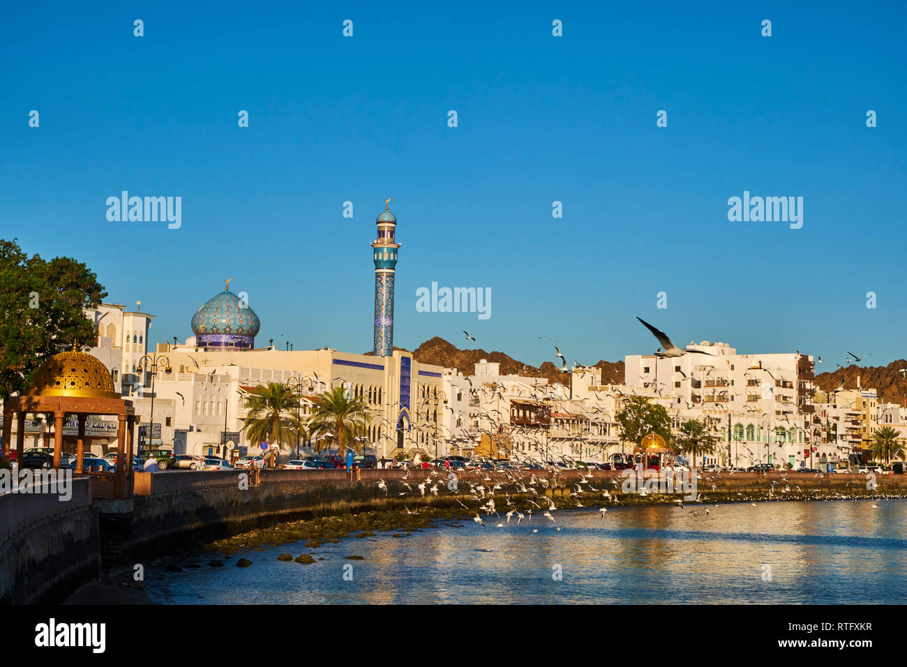 Sultanate of Oman, Muscat, the corniche of Muttrah, the old town of ...