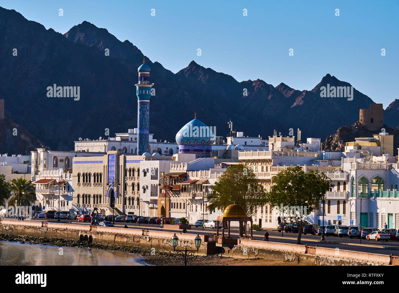Sultanate of Oman, Muscat, the corniche of Muttrah, the old town of ...