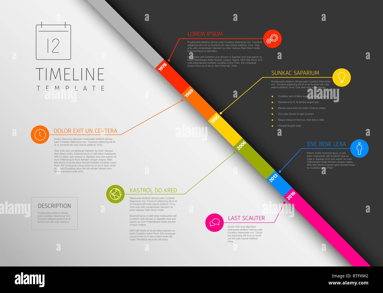 Vector Infographic diagonal timeline report template with the biggest ...