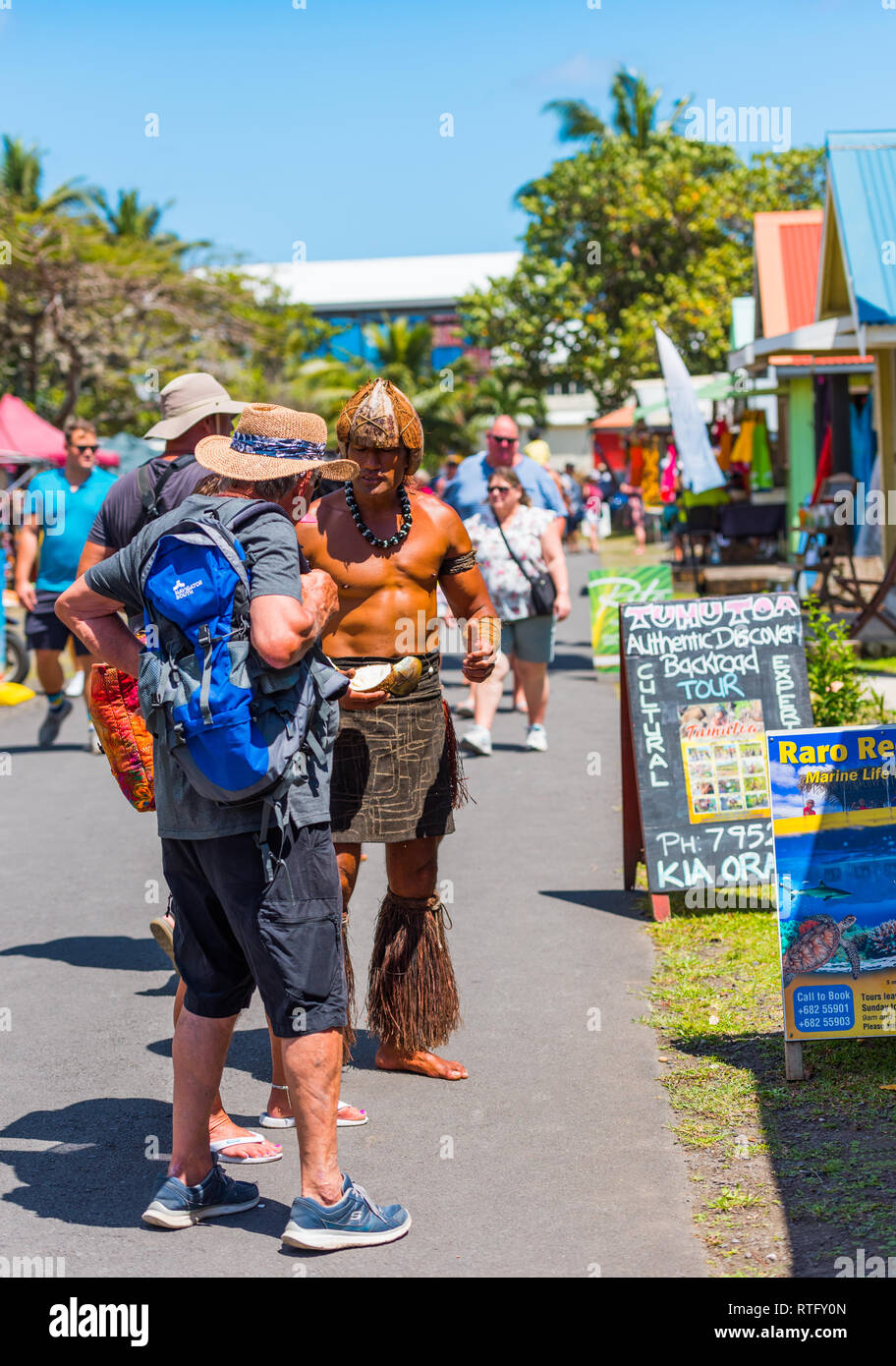 ARUTANGA, AITUTAKI, COOK ISLAND - SEPTEMBER 30, 2018: A man in a ...