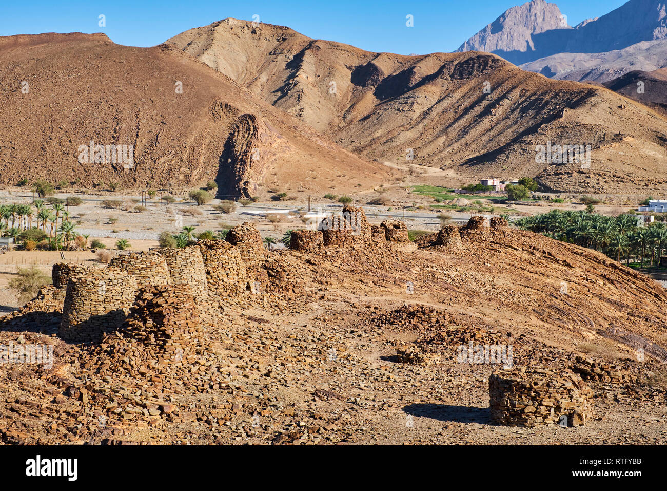 Sultanate of Oman, Ad Dhahirah region, Wadi Damm, 5000 year old stone ...