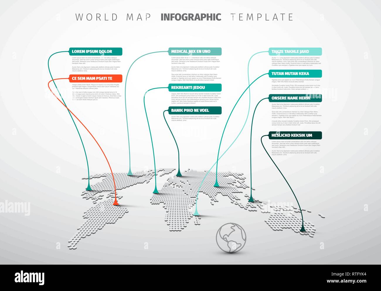 World map infographic: Light World map with pointer marks Stock Vector Image & Art - Alamy