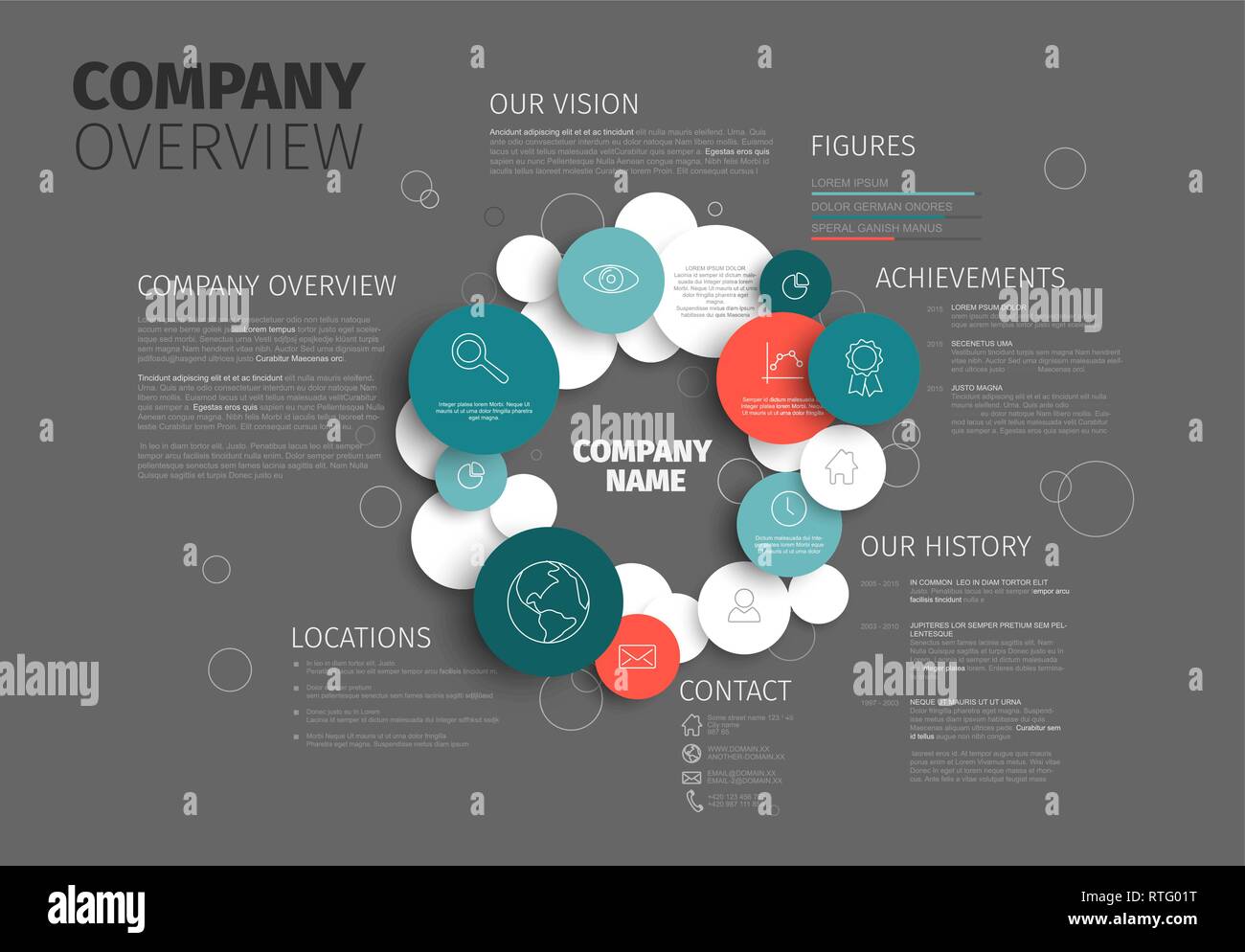 Vector Company infographic overview design template made from circles ...