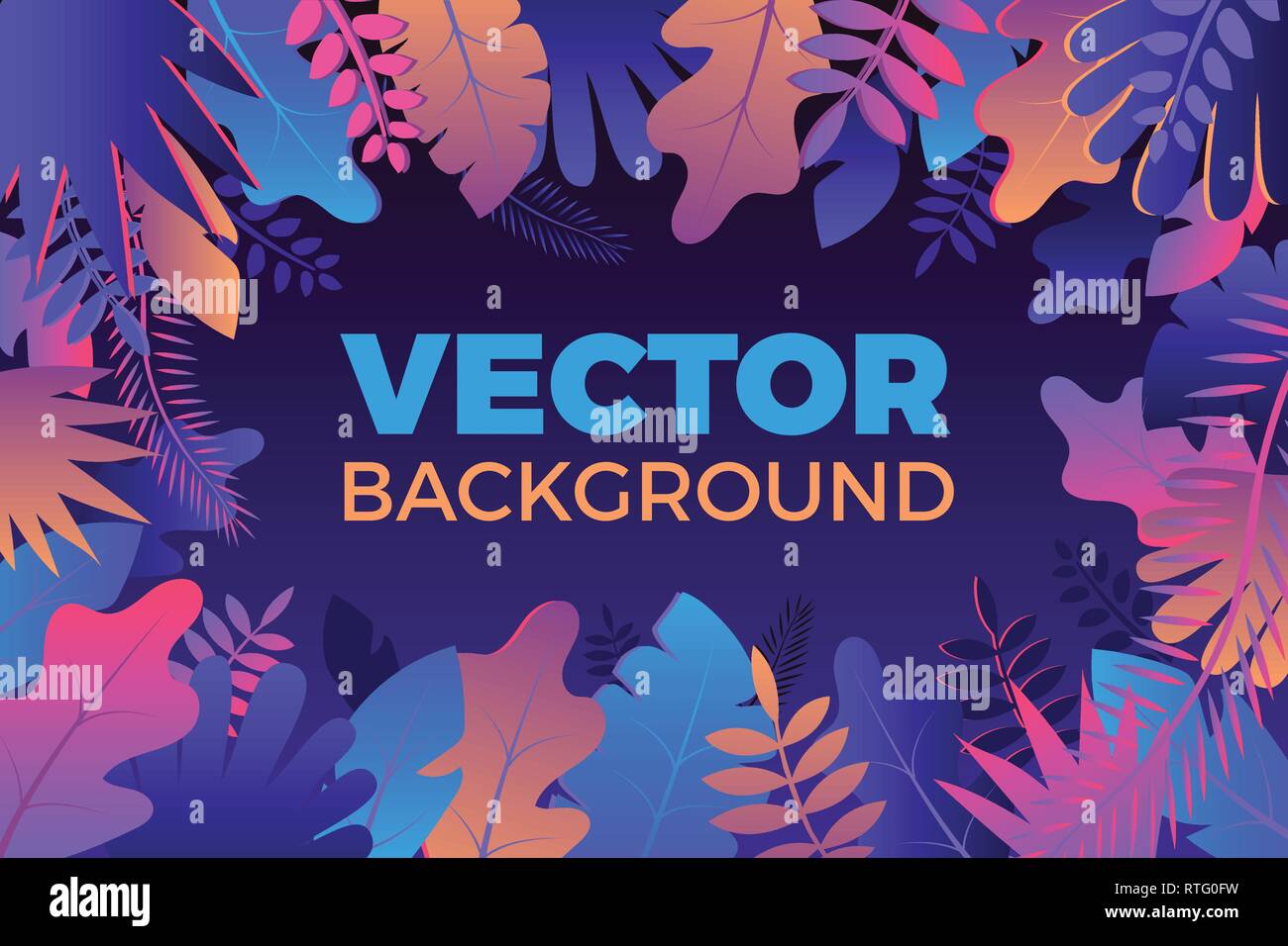 Gradient illustration Background in trendy flat style with plants Stock ...